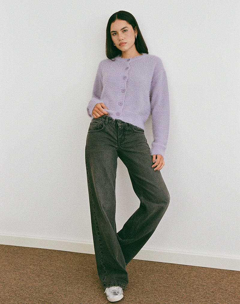 Dusty Lilac Fluffy Knit Cardigan | Audrina – motelrocks-com-aus