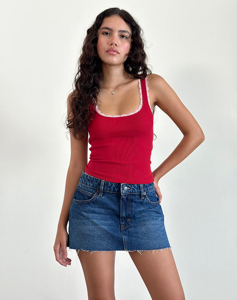 Adrenaline Red Top with Pink Lace | Cartas – motelrocks-com-aus
