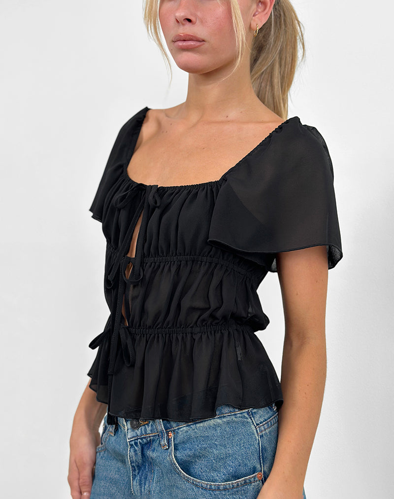 Black Tie Front Top | Cintan – motelrocks-com-aus