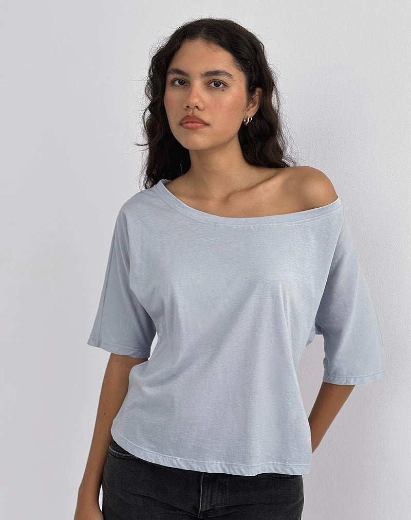 Light Steel Off-The-Shoulder Basic Top | Daman – motelrocks-com-aus