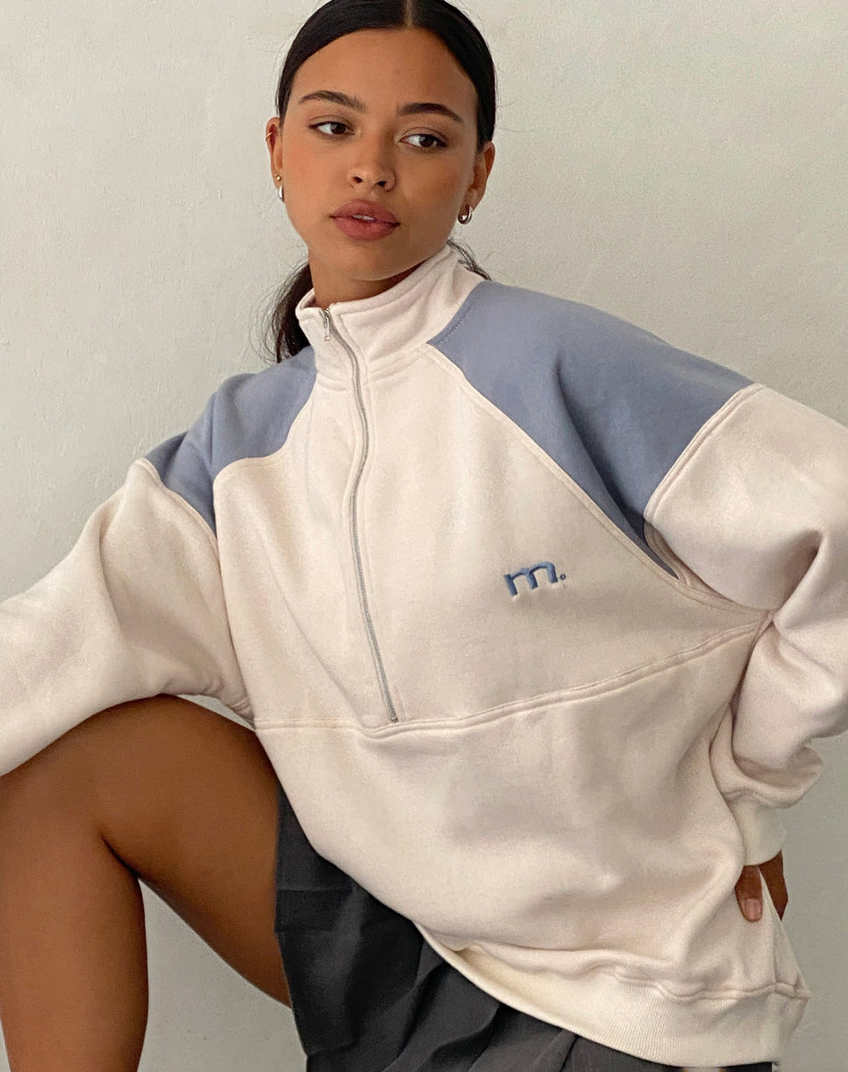 Winter White and Powder Blue Sweatshirt | Laksa – motelrocks-com-aus