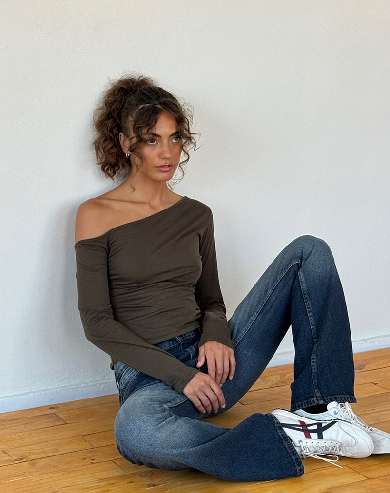 Olive Tissue Jersey Slouchy Top | Ledez – motelrocks-com-aus