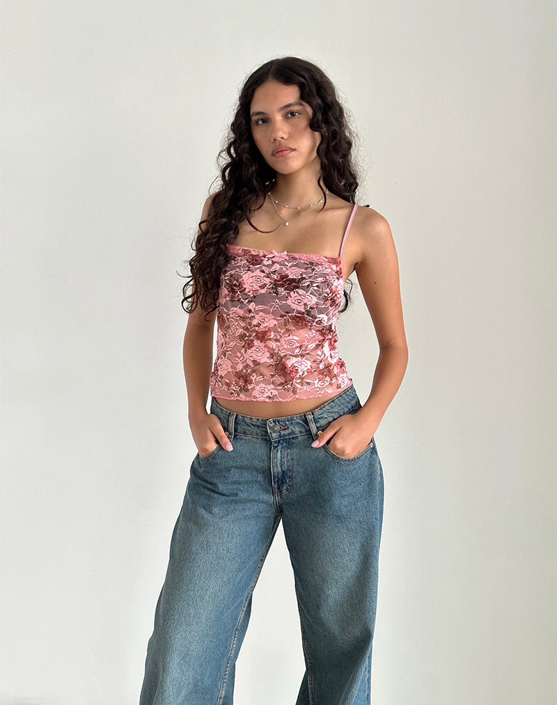 Pink Lace Floral Bloom Top | Magita – motelrocks-com-aus