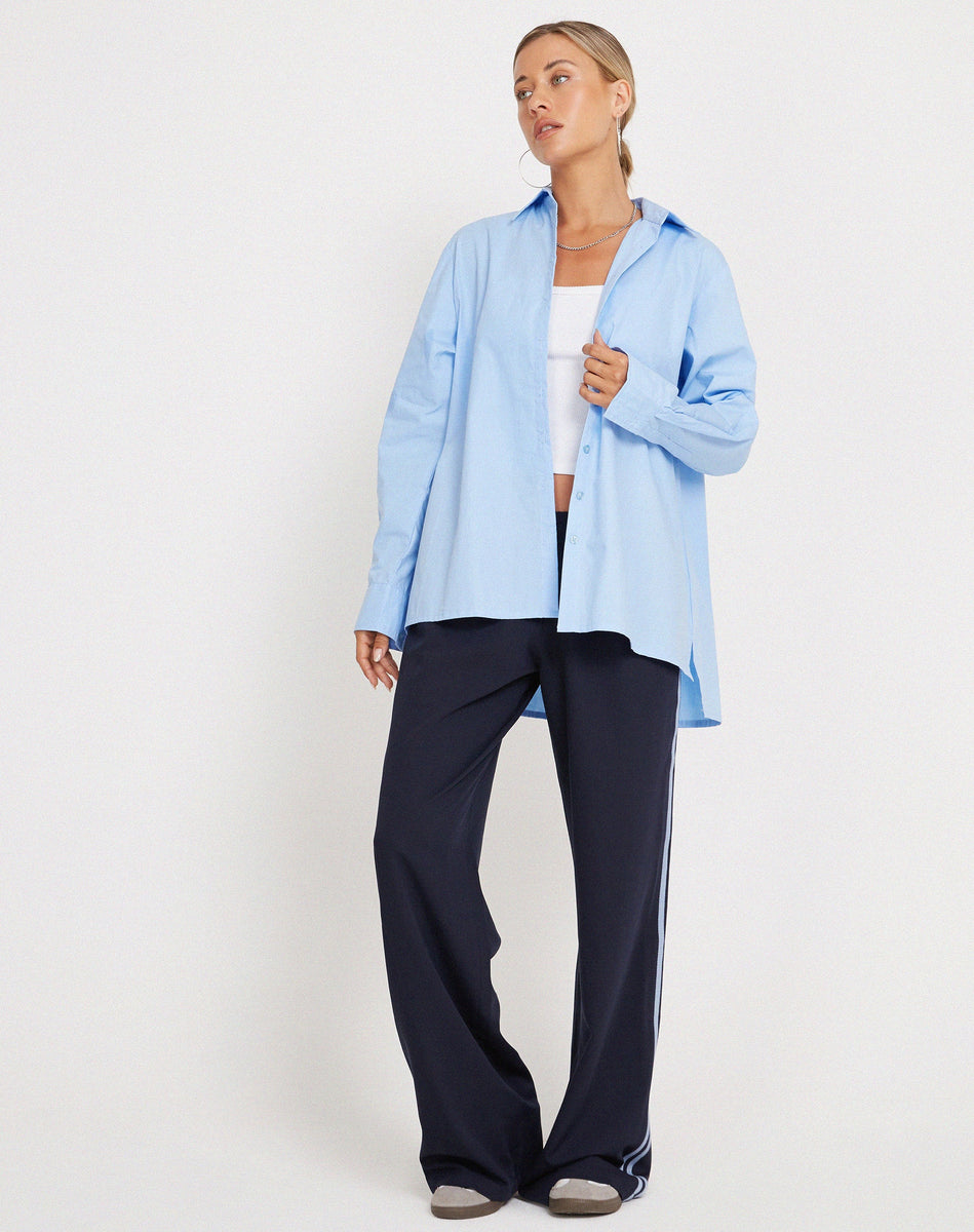 Poplin Sky Blue Button Up Shirt | Mavis – motelrocks-com-aus