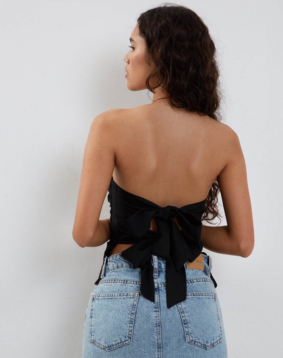 Black Tie Back Longline Tube Top | Tahari – motelrocks-com-aus