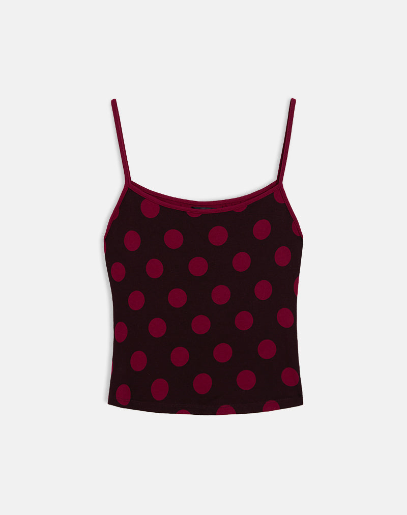 Brown and Red Polka Printed Cami Top | Solani – motelrocks-com-aus