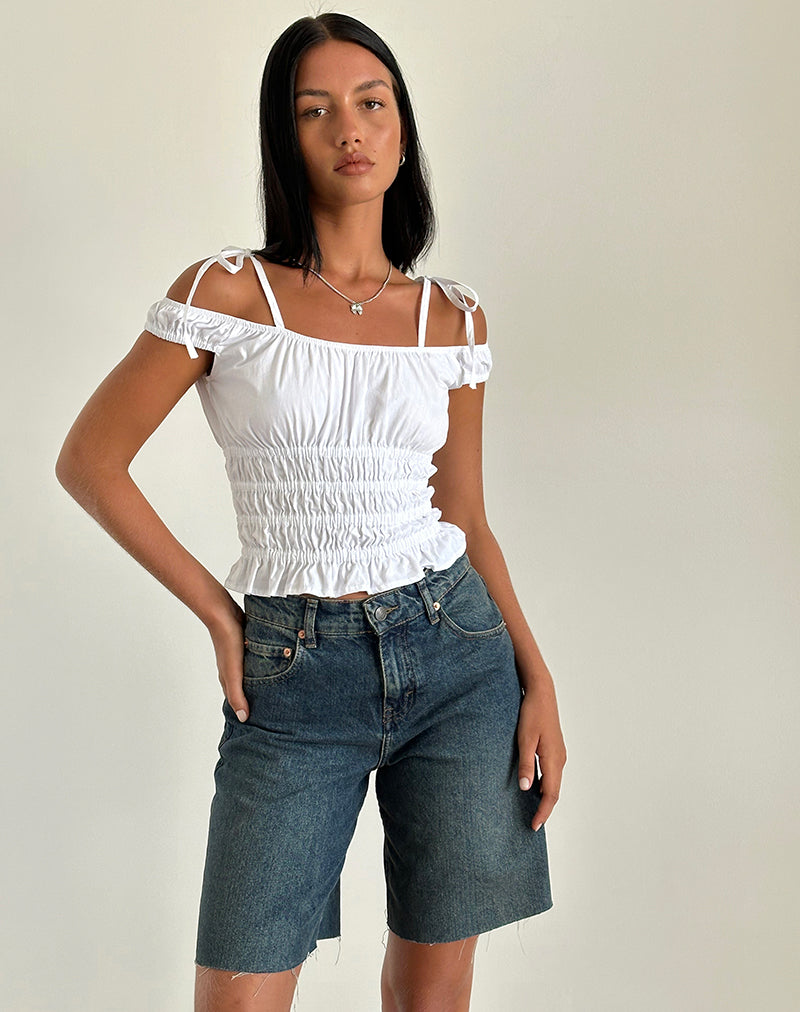 White Bardot Tie Shoulder | Xavan – motelrocks-com-aus