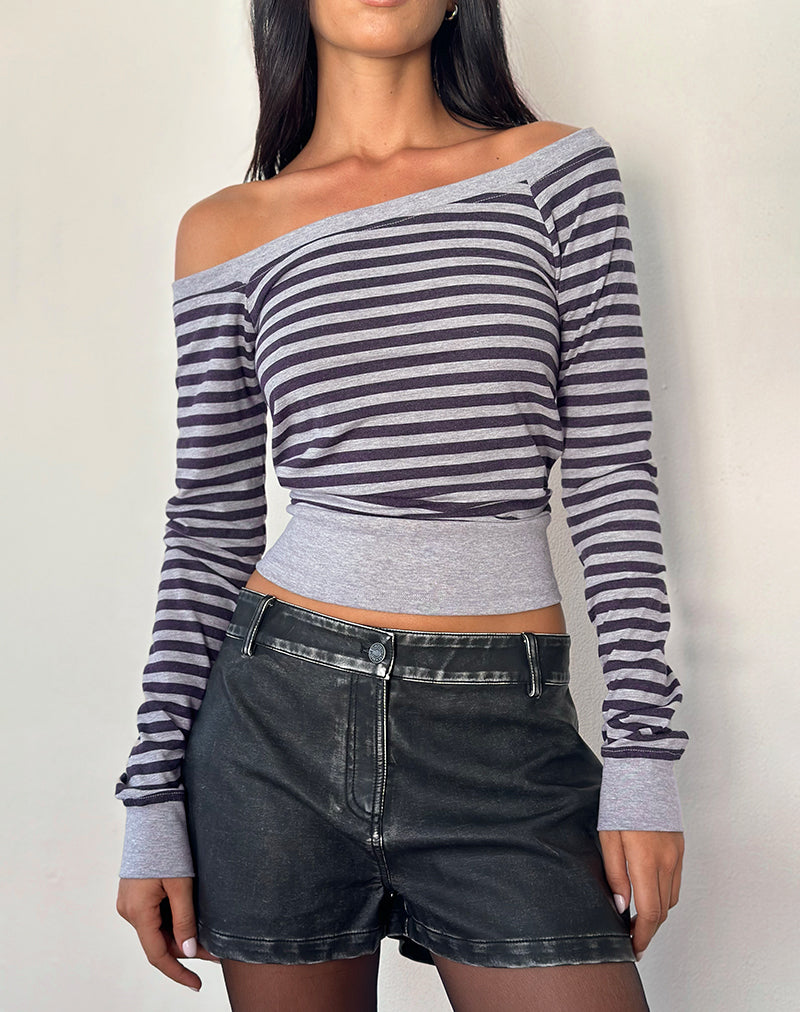 Grey and Black Striped Top | Yacin – motelrocks-com-aus