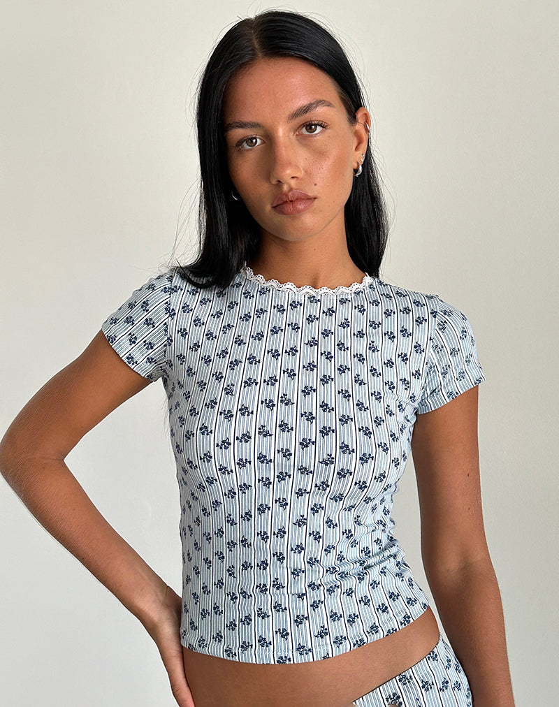 Floral Stripe Tee | Zagy – motelrocks-com-aus