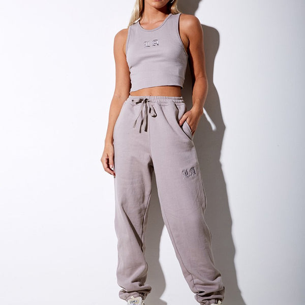 High Waisted Light Brown Jogging Bottoms | Basta – motelrocks-com-aus