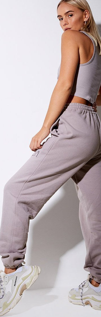 High Waisted Light Brown Jogging Bottoms | Basta – motelrocks-com-aus