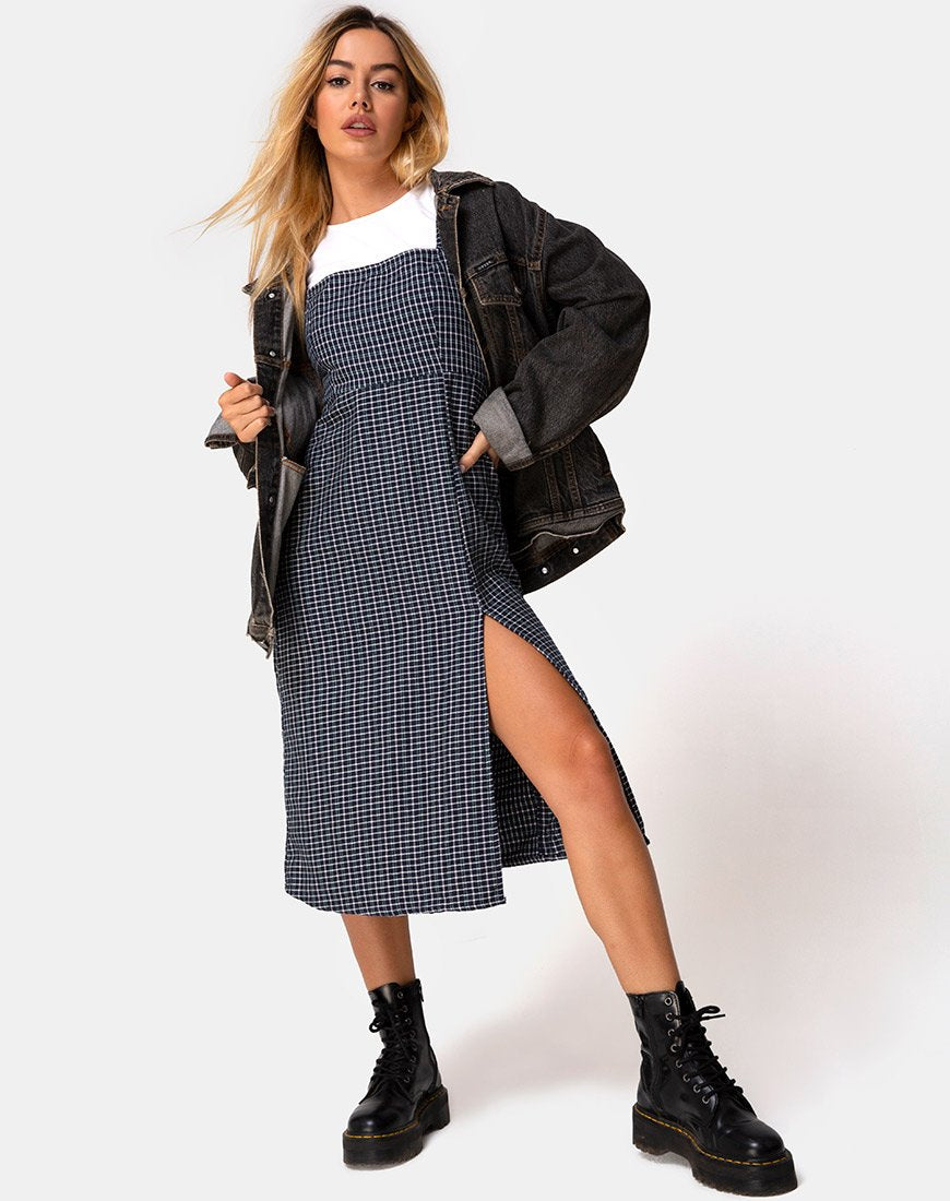 Check Print Midi Dress | Kaoya – motelrocks-com-aus