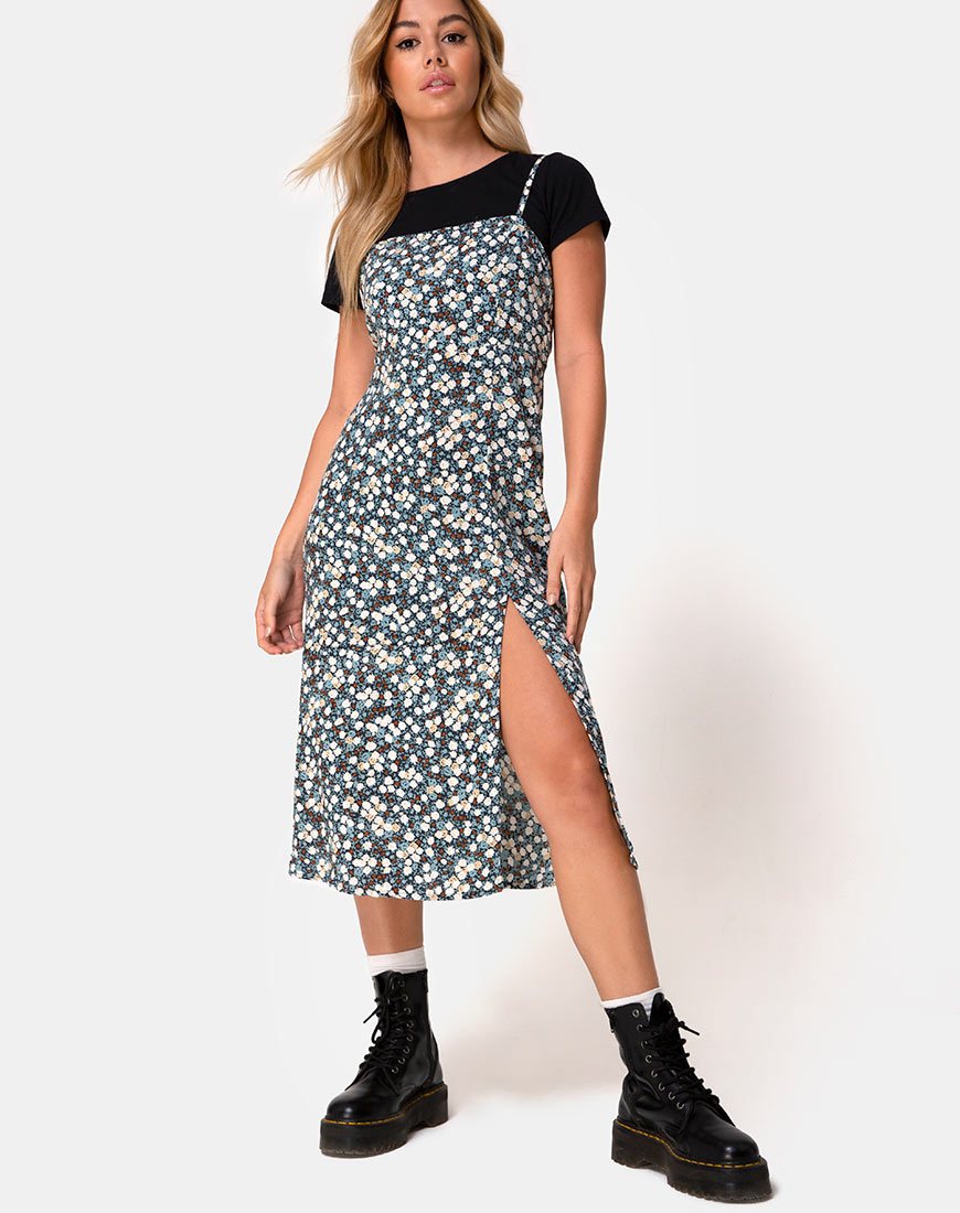 Kaoya Dress in Floral Field Navy – motelrocks-com-aus