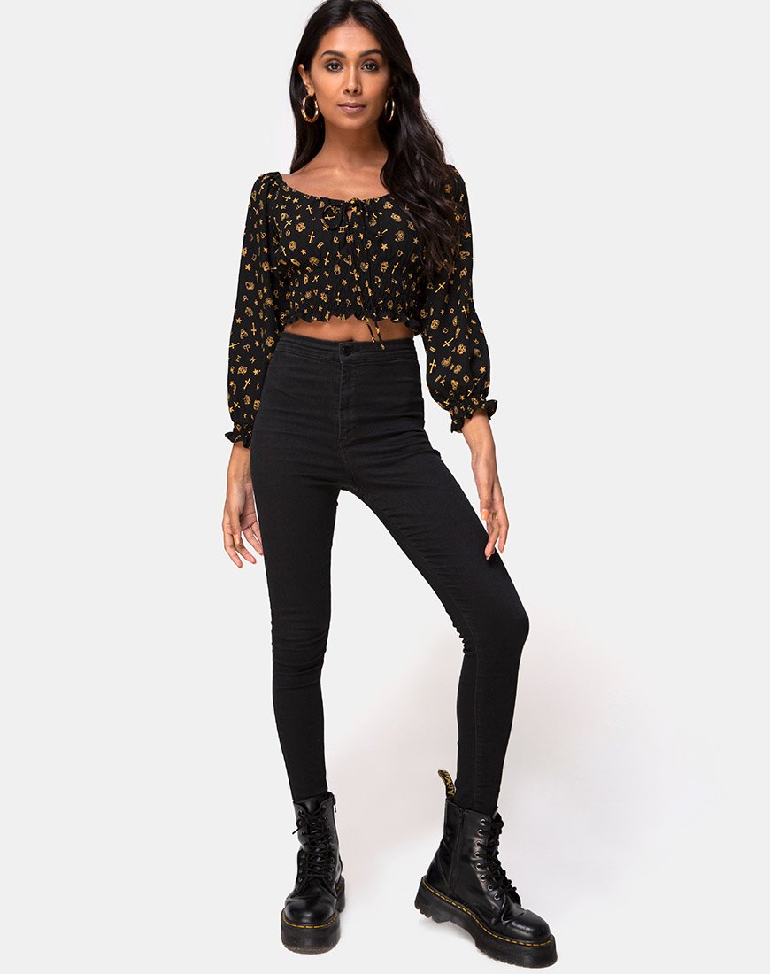 Black Astro Crop Top | Lancer – motelrocks-com-aus