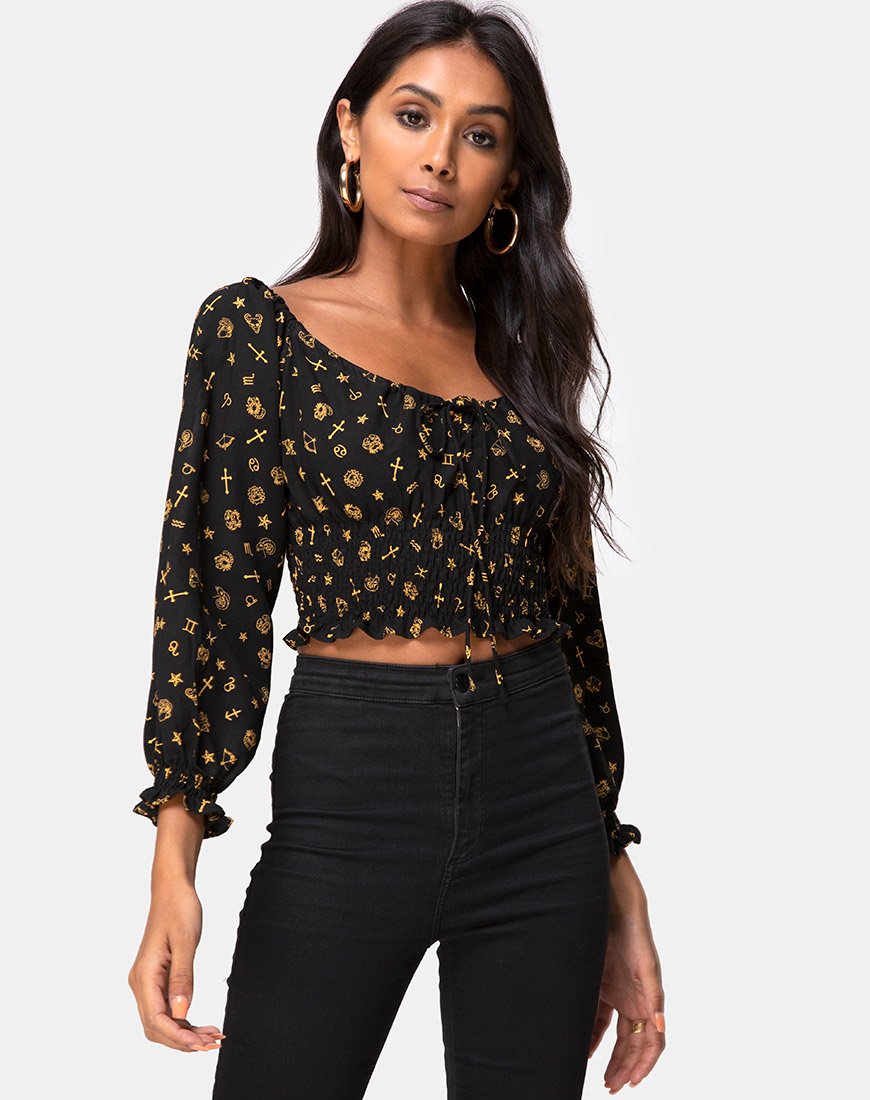 Black Astro Crop Top | Lancer – motelrocks-com-aus