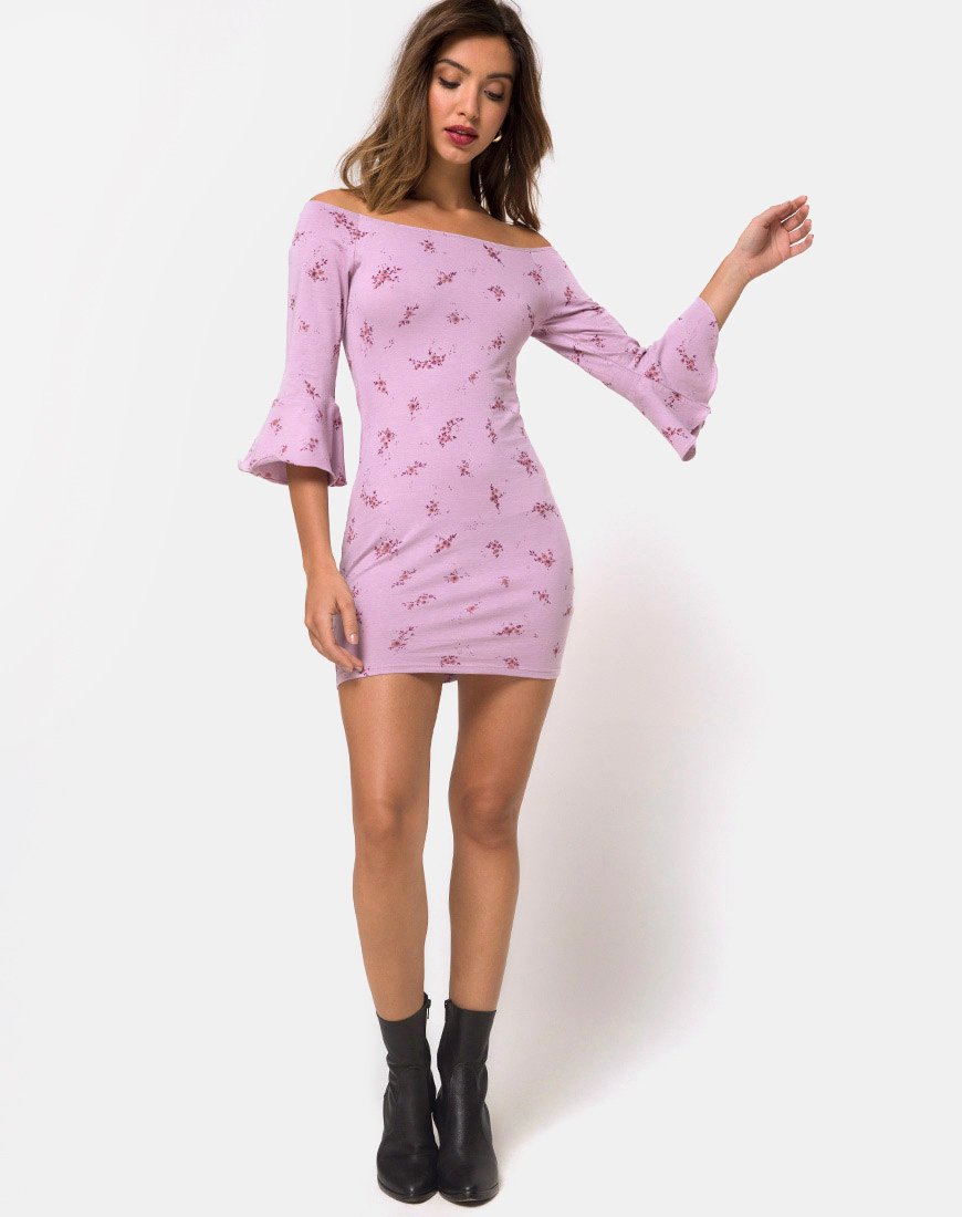 Migare Bodycon Dress in Forget Me Not Lilac – motelrocks-com-aus