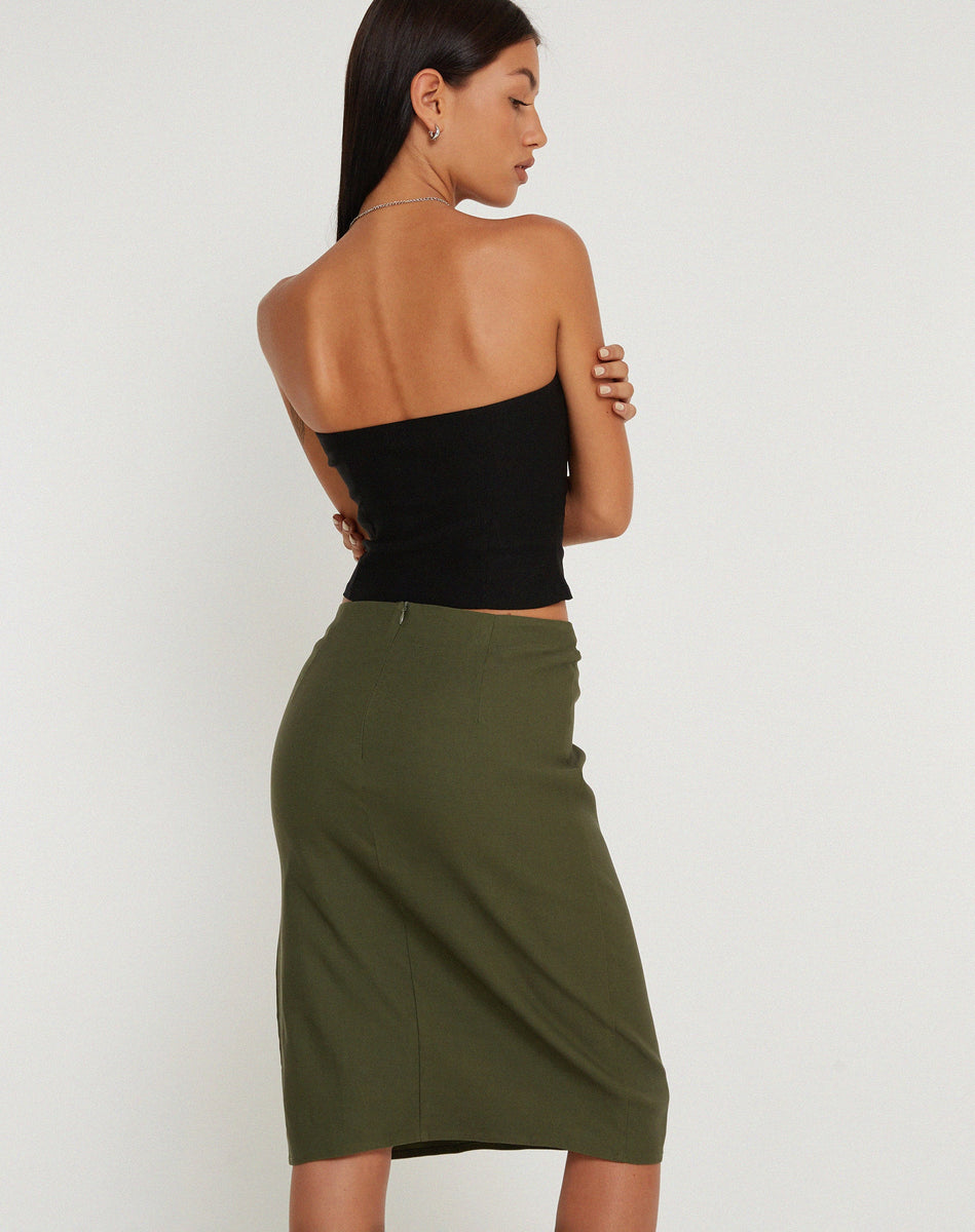 Green Low Rise Midi Skirt | Sekoji – motelrocks-com-aus
