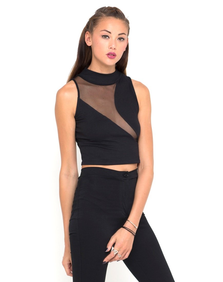 Motel Tempo Mesh Panel Crop Top in Black – motelrocks-com-aus